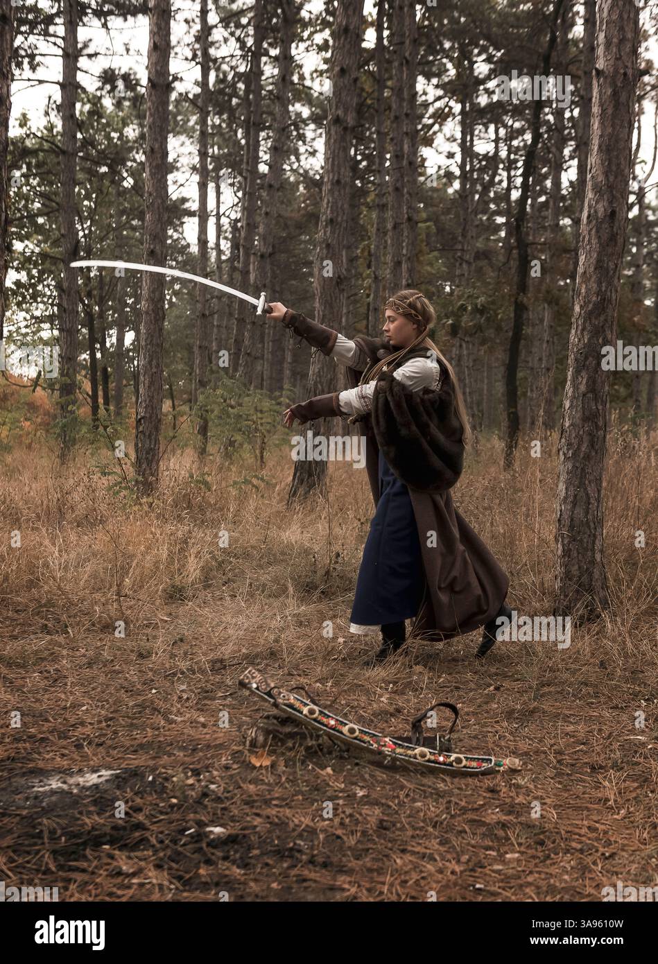 art photo of a warrior girl with a sword in her hands Stock Photo - Alamy