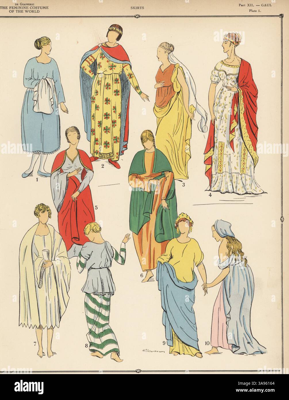 Gallic women's skirts. Gallic short skirt 1, Merovingian robe 2, Gallic ...