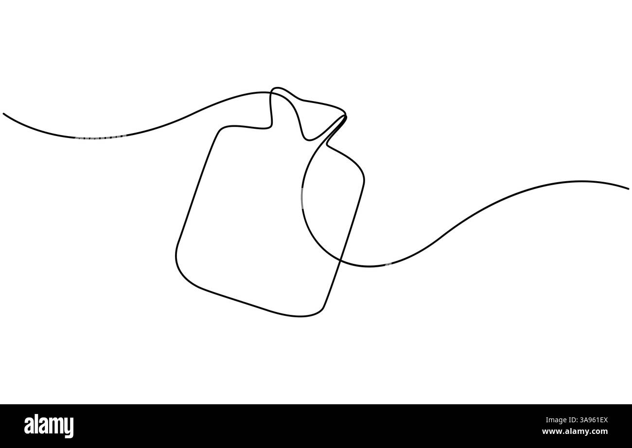 Single continuous line drawing of Hot Water Bag. Equipment for doctor ...
