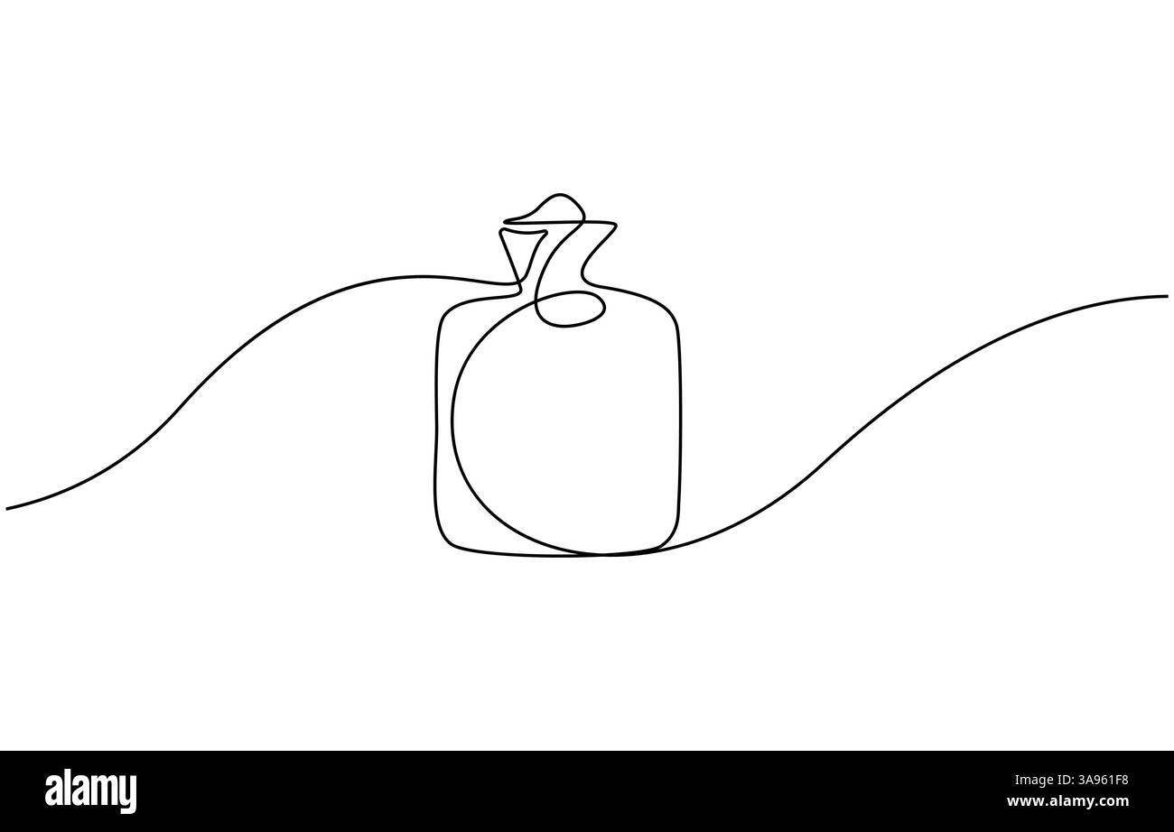 Single continuous line drawing of Hot Water Bag. Equipment for doctor ...