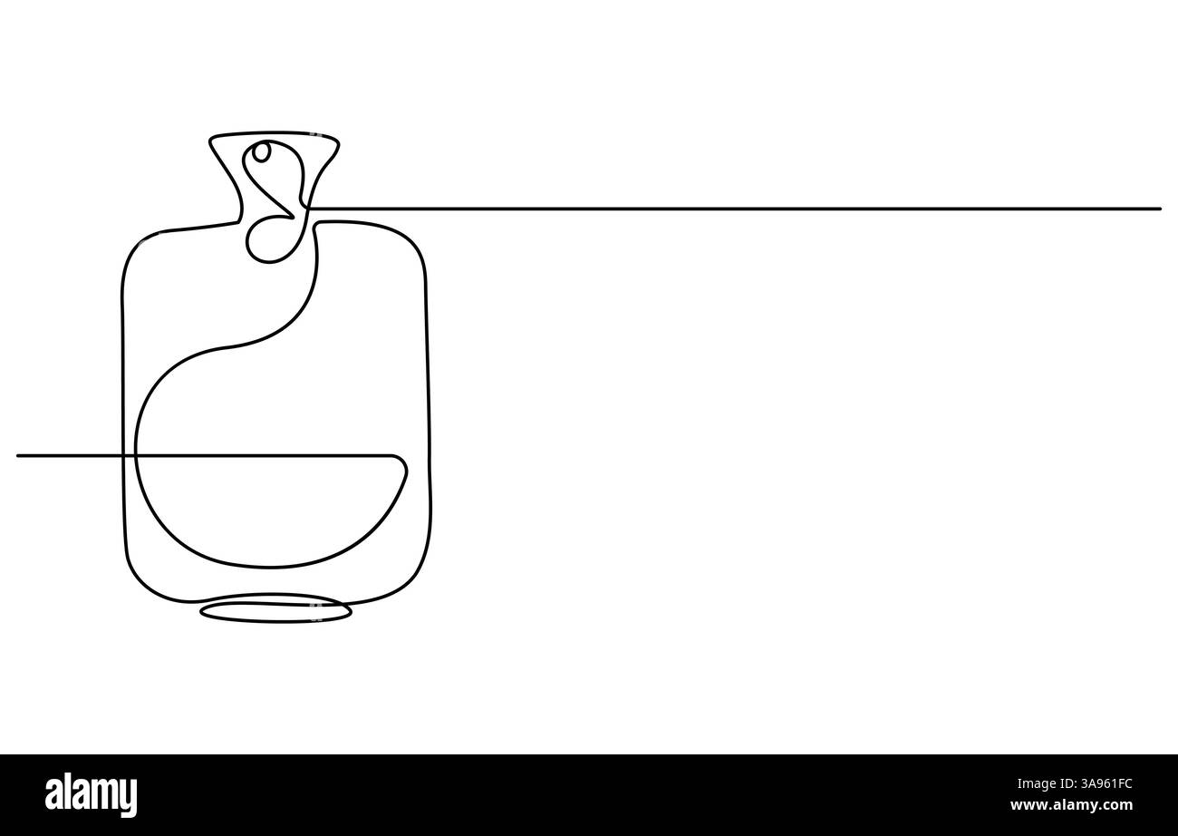 Single continuous line drawing of Hot Water Bag. Equipment for doctor ...