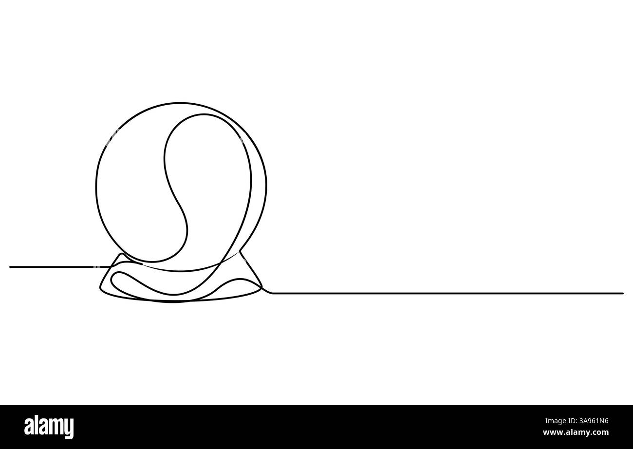 One continuous line drawing of Crystal ball. Mafic glass globe for ...