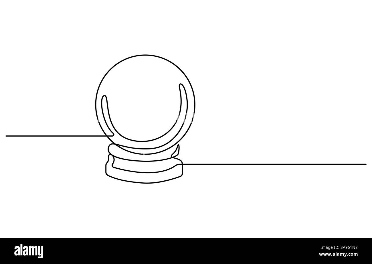 One continuous line drawing of Crystal ball. Mafic glass globe for ...