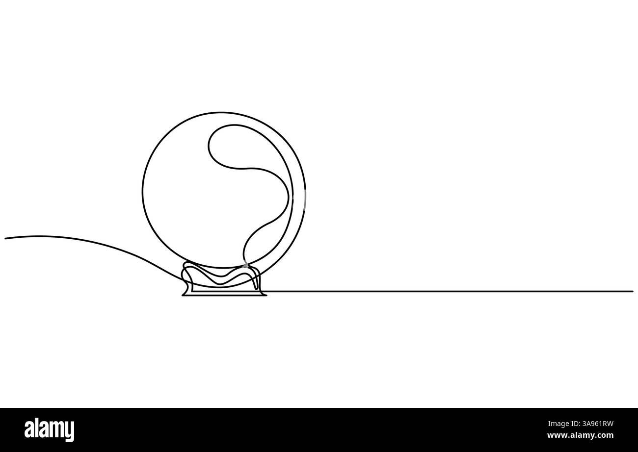 One continuous line drawing of Crystal ball. Mafic glass globe for ...