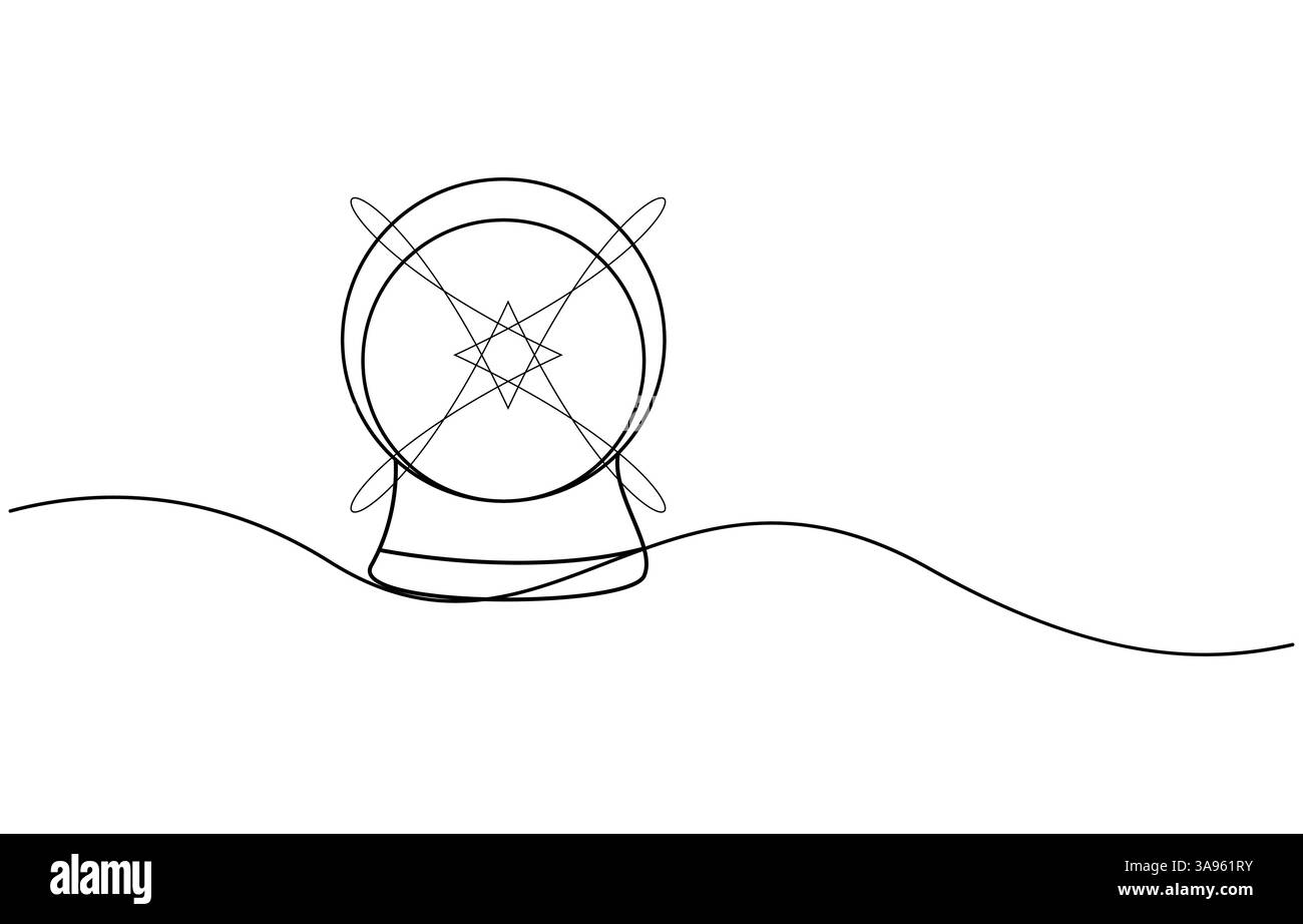 One continuous line drawing of Crystal ball. Mafic glass globe for ...