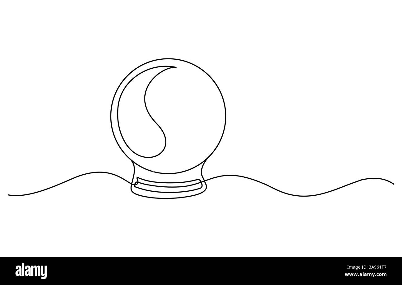 One continuous line drawing of Crystal ball. Mafic glass globe for ...