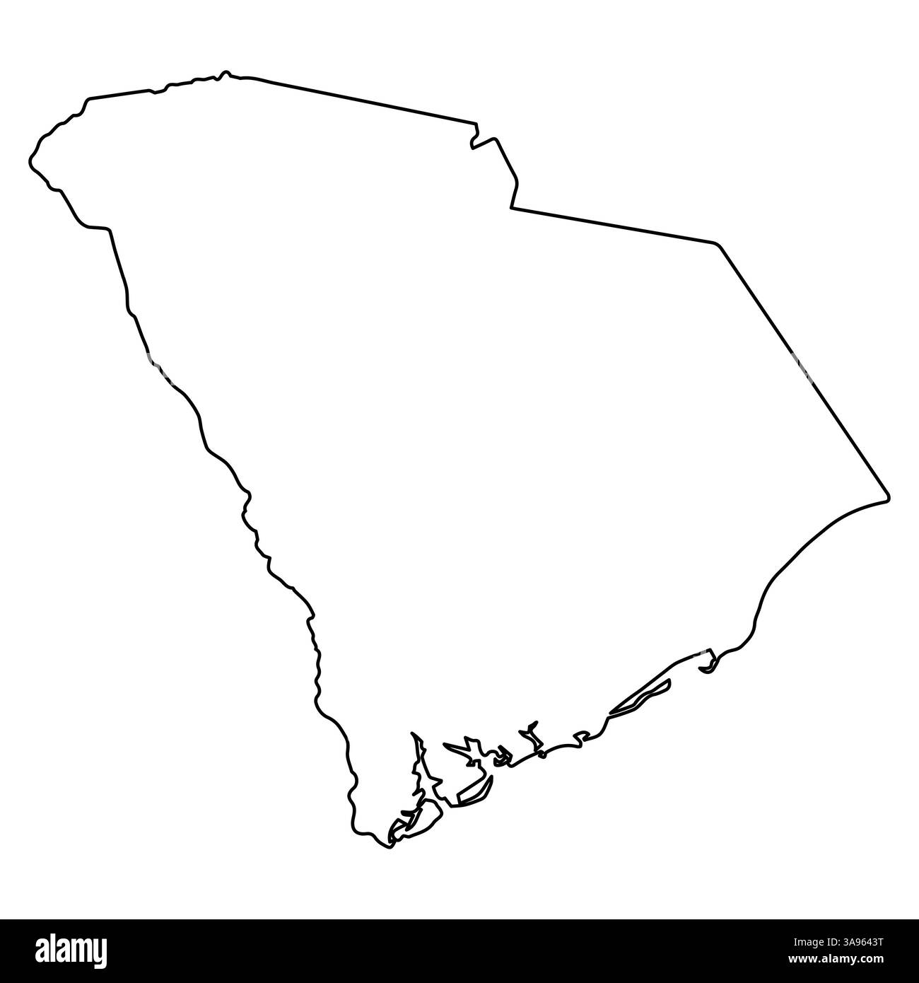 Outline Map of South Carolina, State USA with Clean Borders Stock ...