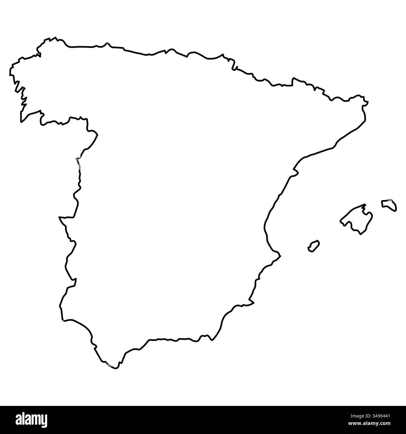 Spain Outline Map, drawing Spain border isolated for design use Stock ...
