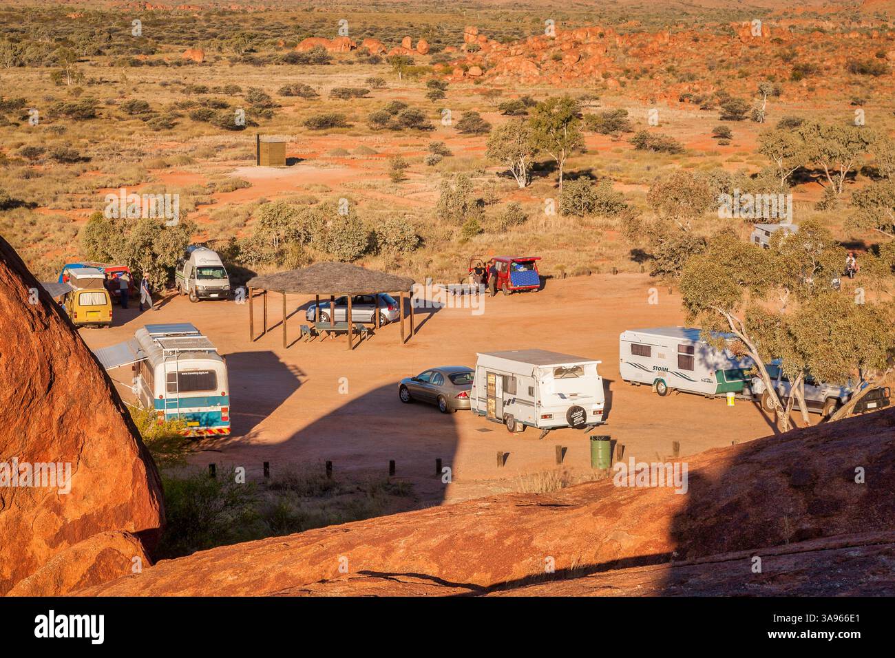 June 22 2006: Devil's Marbles NT, Australia - Rest area at the Devil's ...