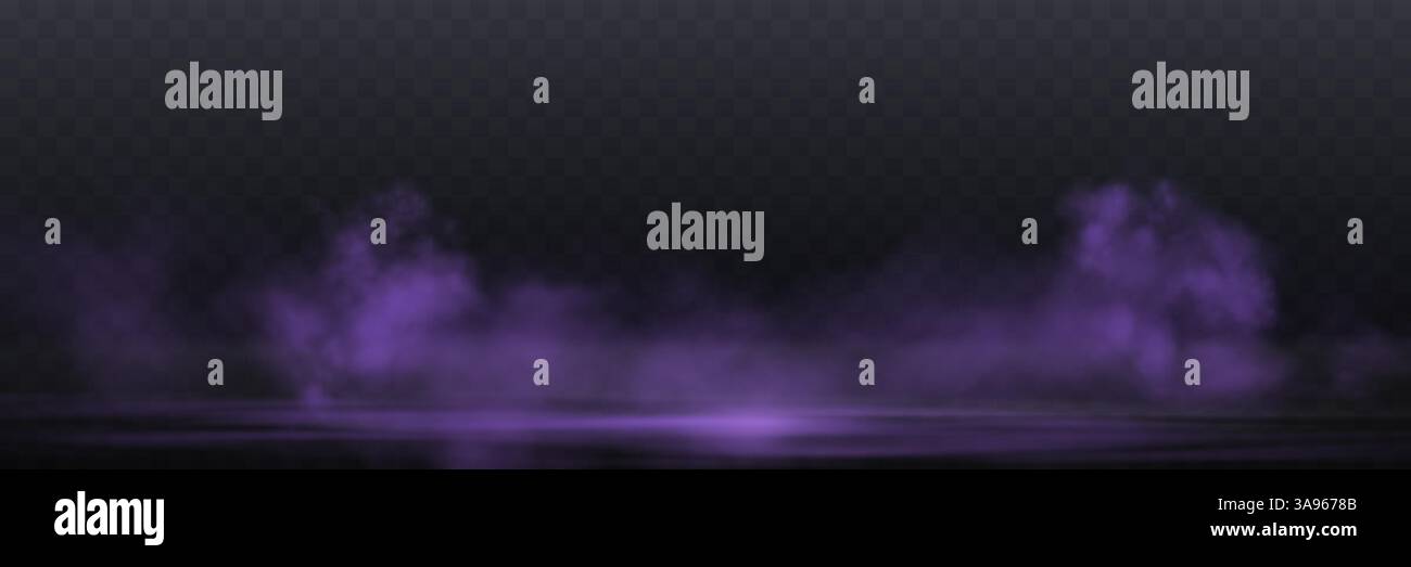 Realistic purple smoke or haze, overlay effect on a transparent ...