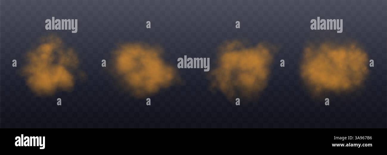 Realistic orange smokes or haze on a transparent background. Magic fog ...