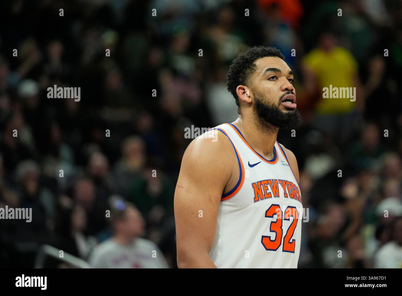New York Knicks' Karl-Anthony Towns during the second half of an NBA ...