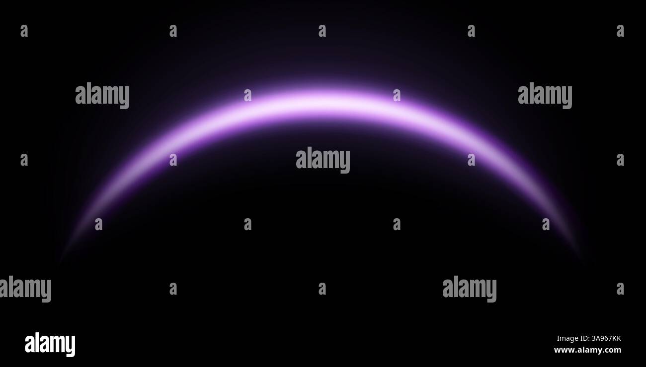 Purple magic arch with glowing particles, sunlight lens flare. Neon ...