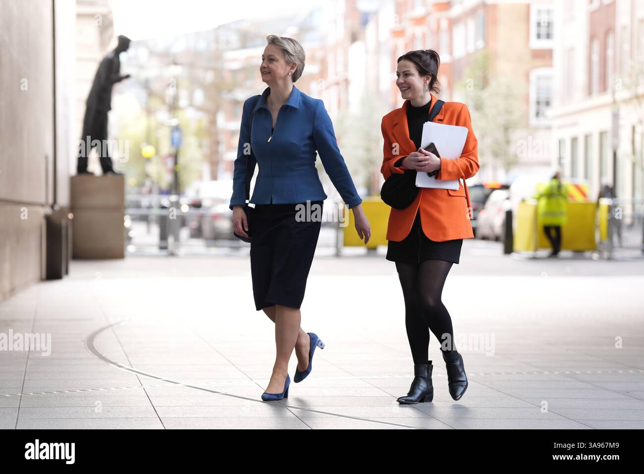 Home Secretary Yvette Cooper arrives at BBC Broadcasting House in ...