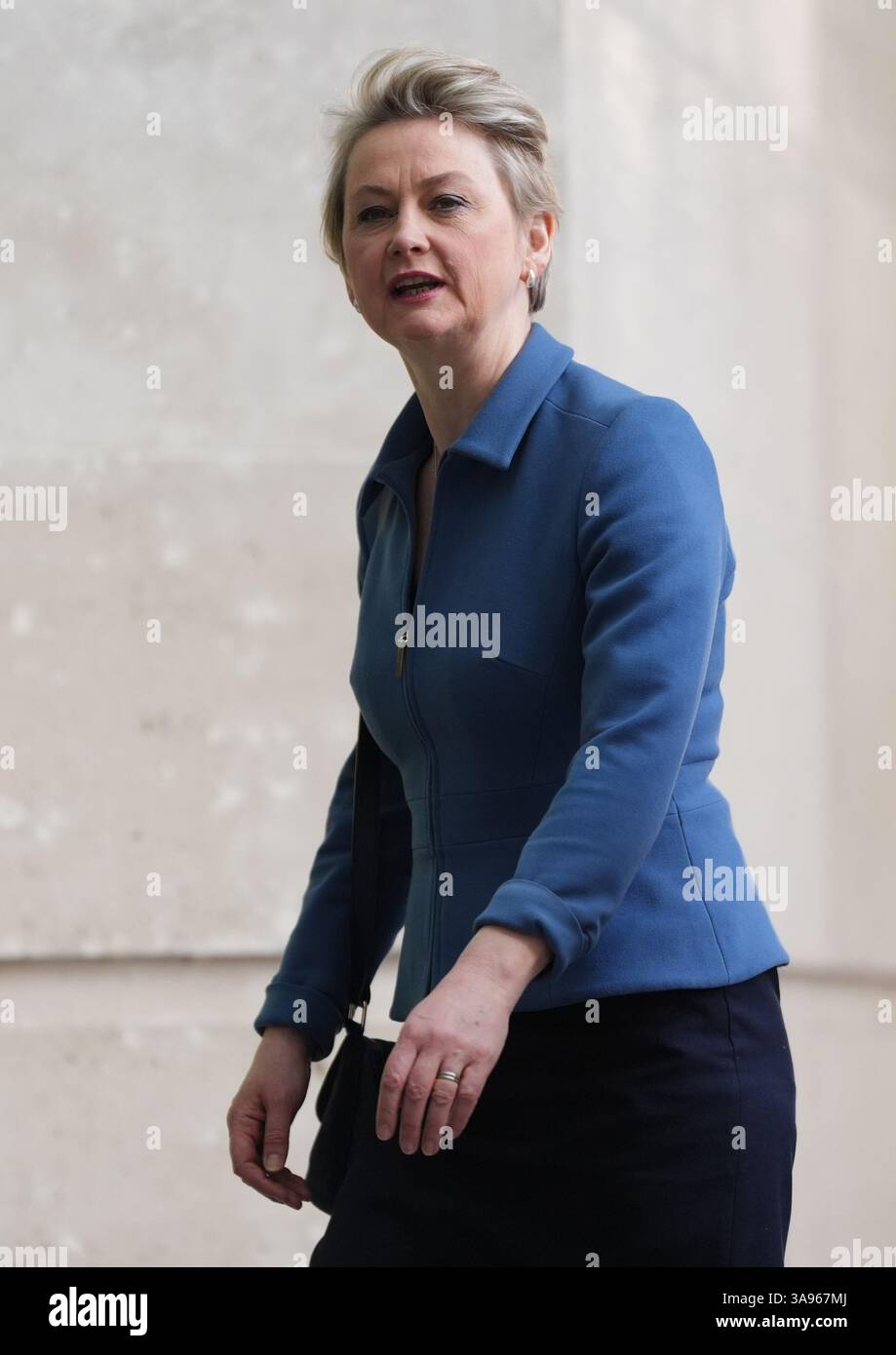 Home Secretary Yvette Cooper arrives at BBC Broadcasting House in ...