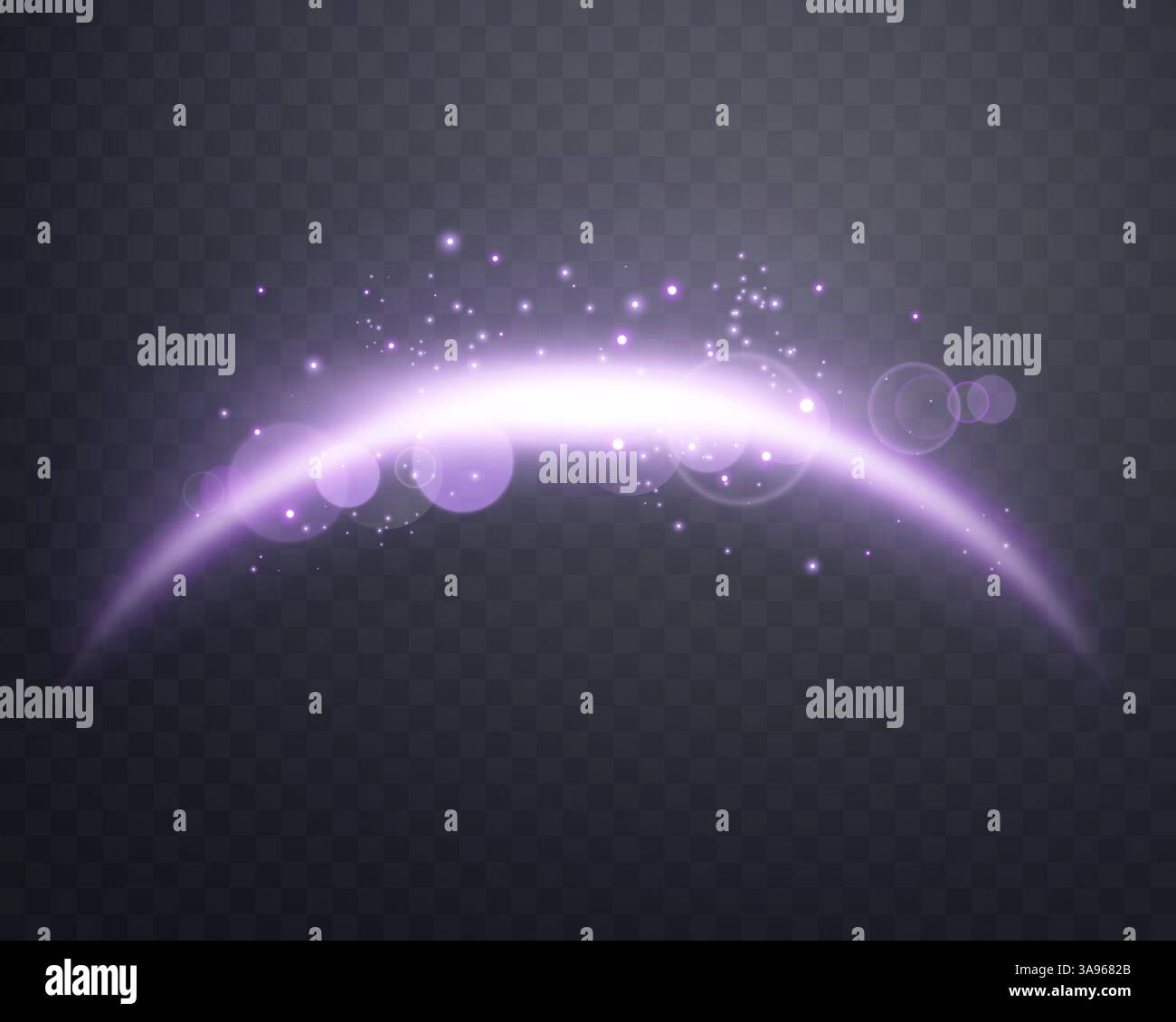 Purple magic arch with sunlight lens flare. Neon realistic energy flare ...