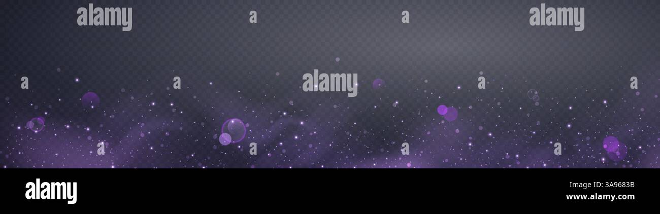 Purple glittering dots, particles, stars magic sparks. Glow flare light ...