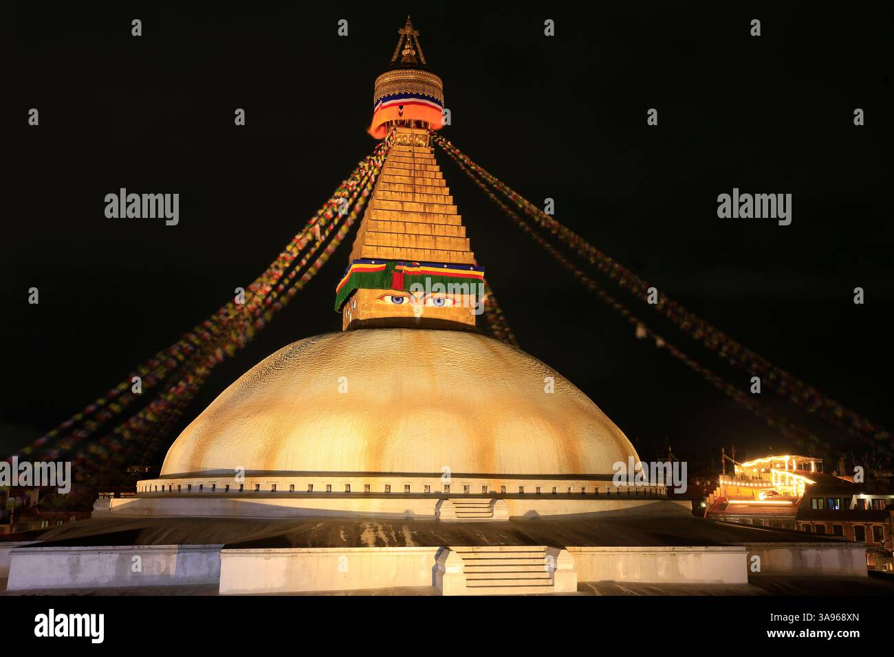 Tibetan architecture design of Boudha stupa from Kathmandu city Stock ...