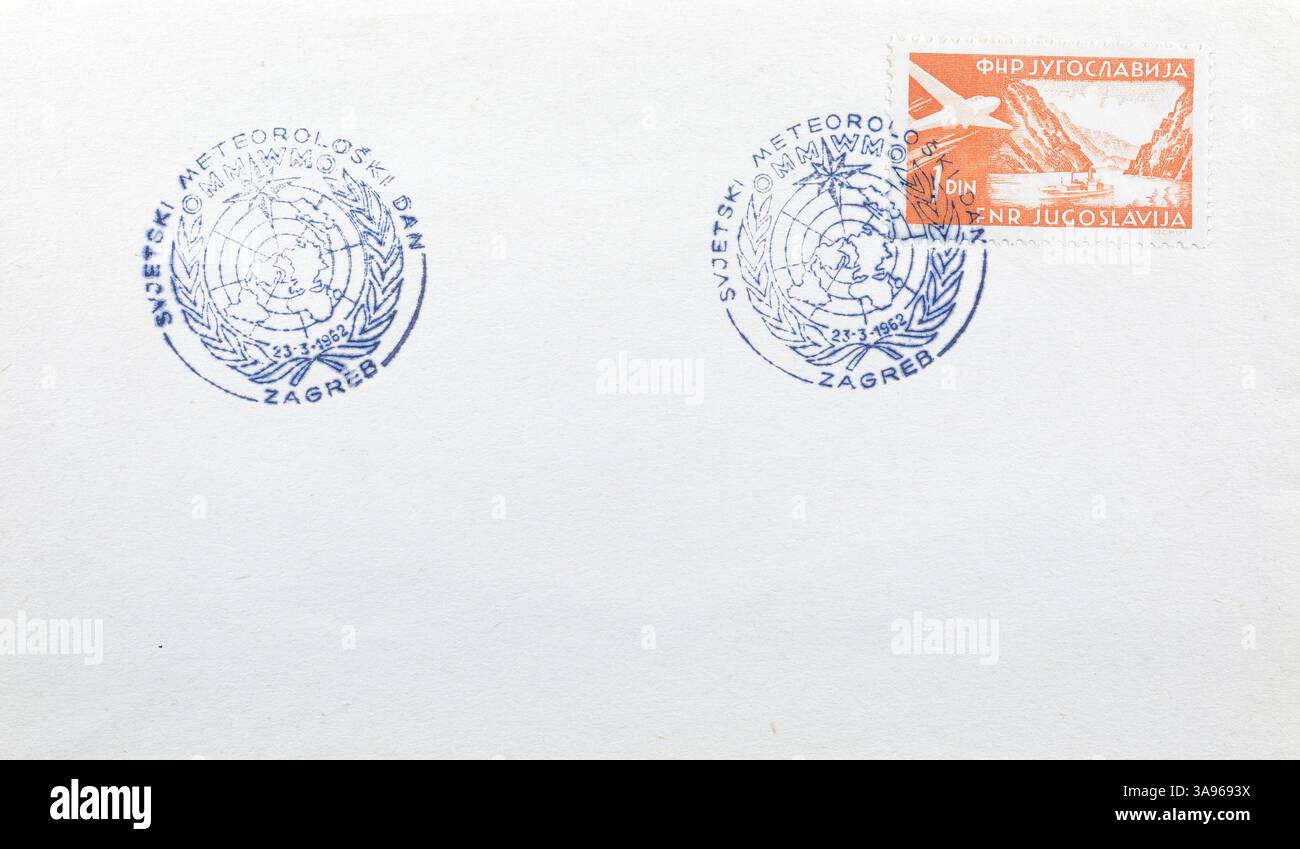 Letter with cancelled stamp printed by Yugoslavia, that shows Danube ...