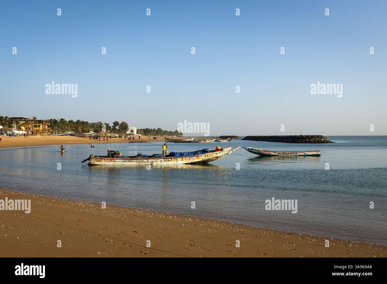 Boats on the beach at Mbour town in Senegal Stock Photo - Alamy