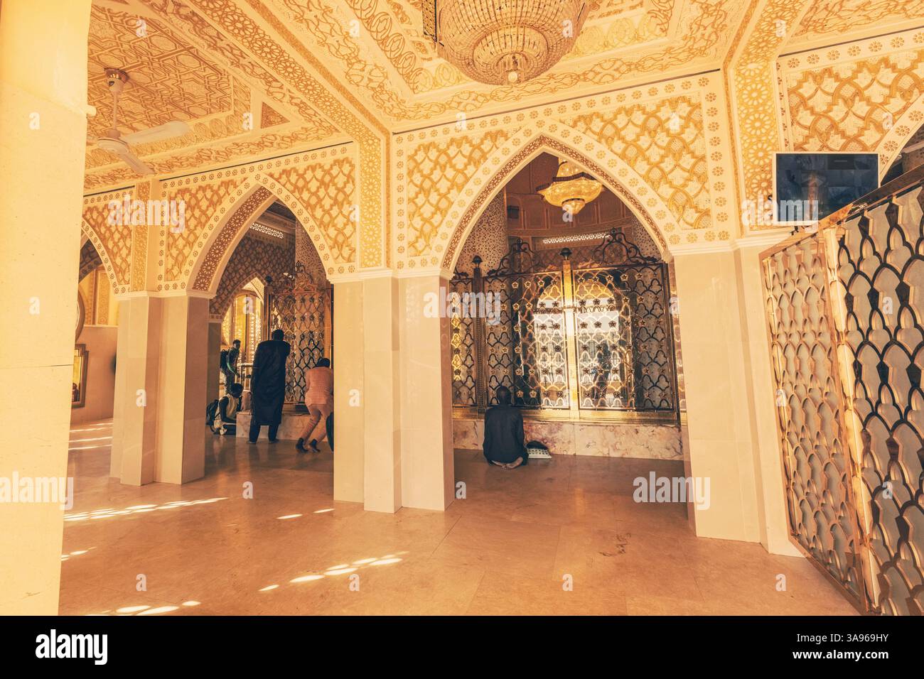 People at The tomb of Amadou Bamba M'backe located in the Great Mosque ...