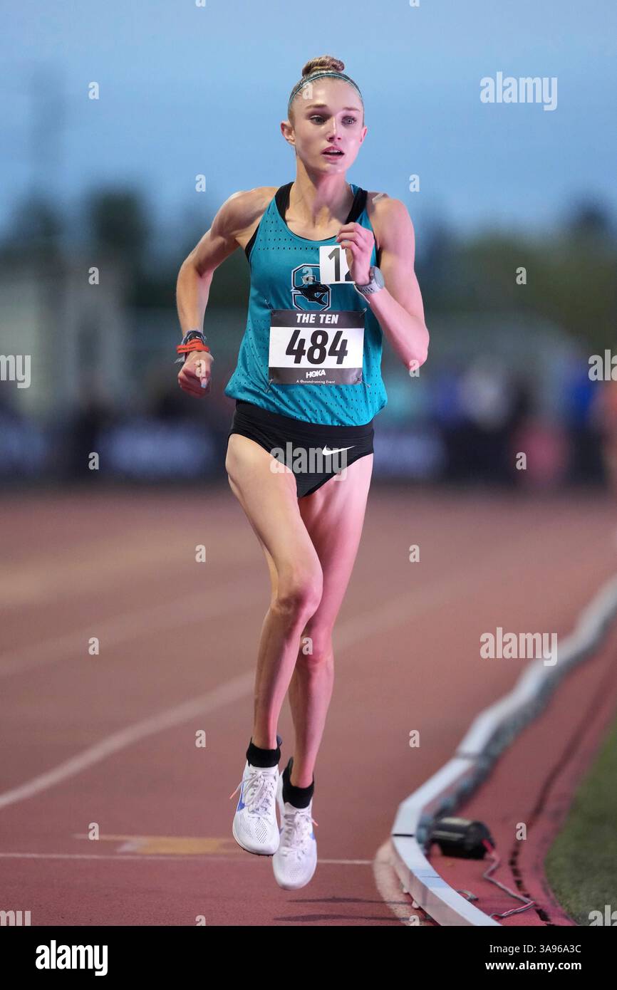 Rylee Blade of Santiago Canyon wins the girls 3,200m in 10:00.56 during ...