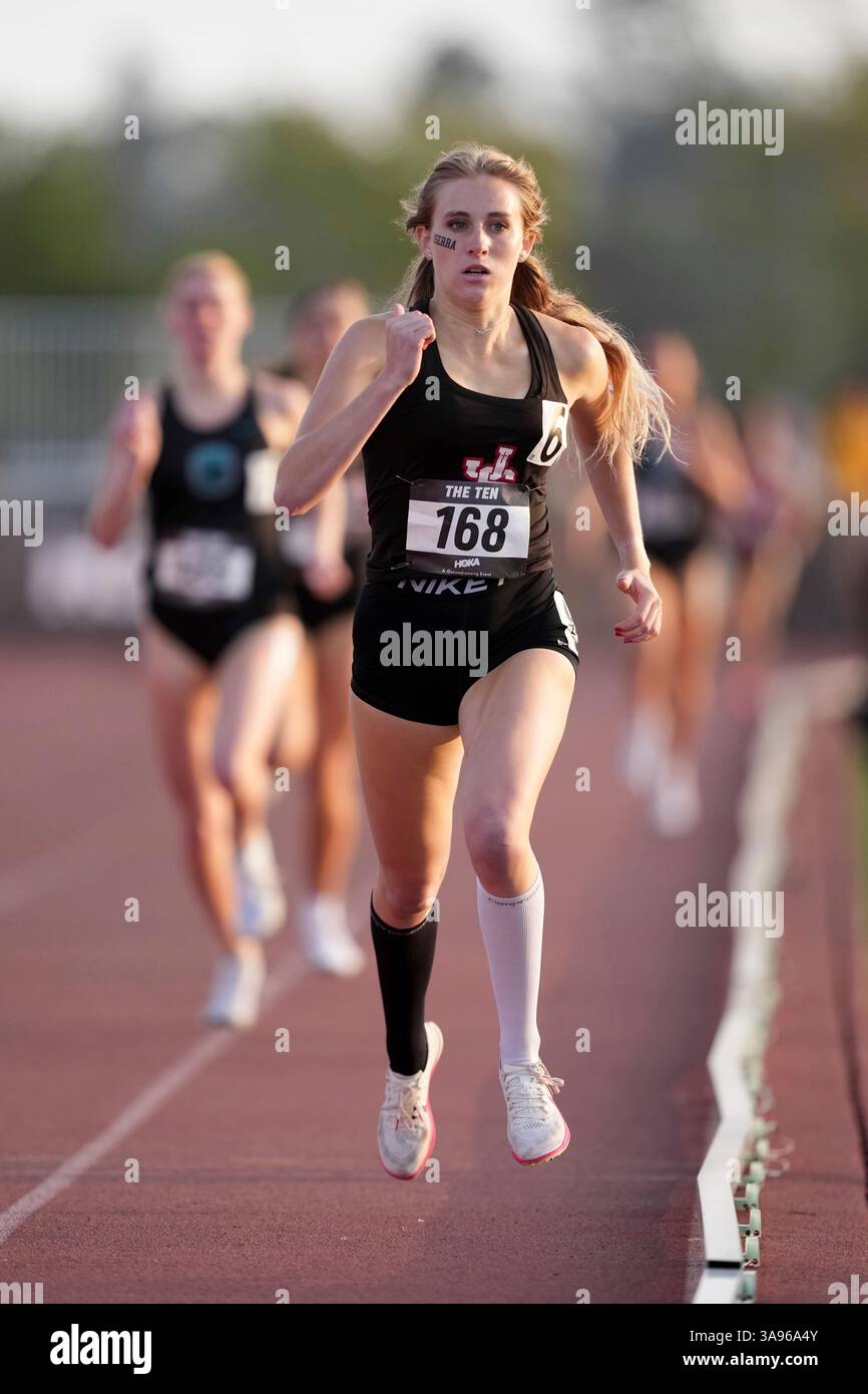 Anne Elise Packard of JSerra wins the girls 800m in 2:07.89 during the TEN, Saturday, March 29 ...