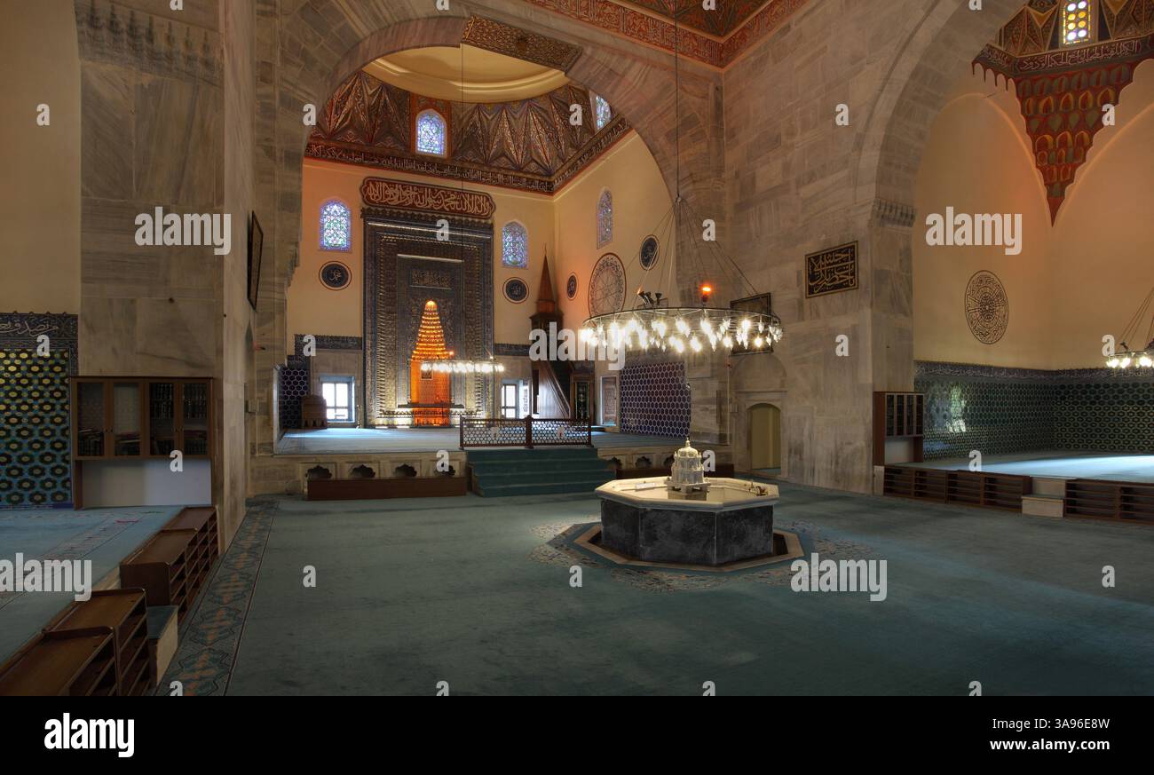 July 3, 2013 - Bursa, Turkey - Prayer hall of the Green Mosque or Yesil Cami with the tiled ...