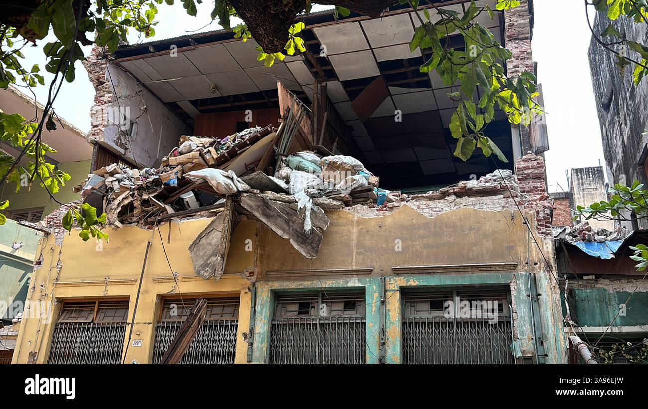 Damaged building is seen after earthquake in Mandalay, central Myanmar ...
