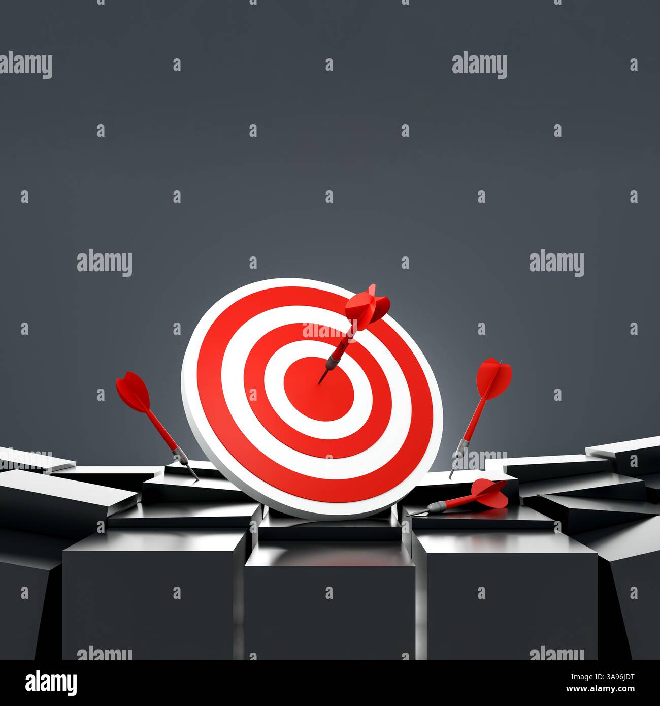 3D business strategy illustration featuring chess pieces on podiums ...