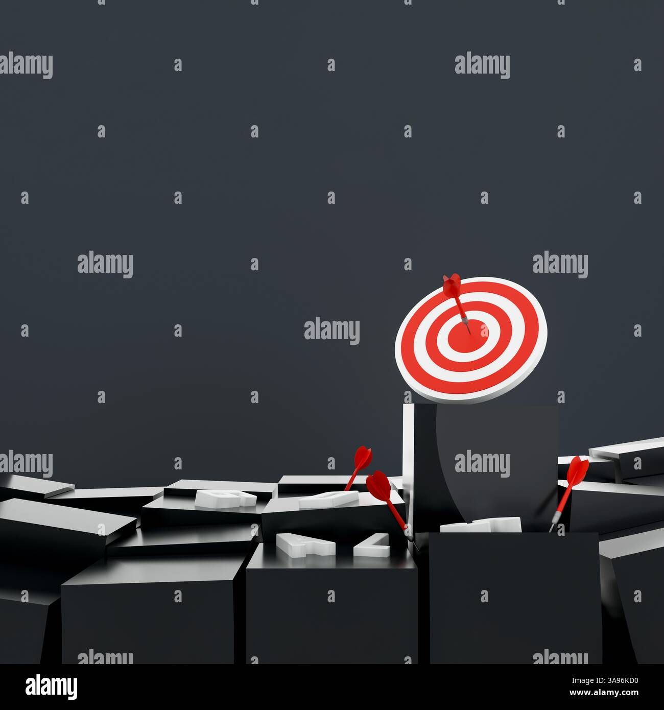 3D business strategy illustration featuring chess pieces on podiums ...