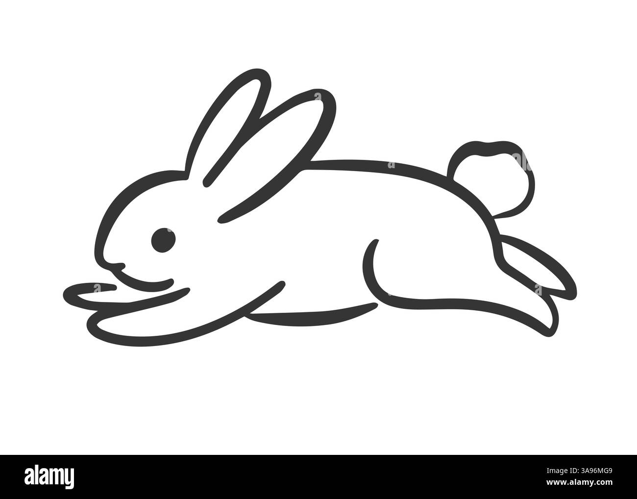 Hand Drawn Bunny Whimsical Running Rabbit Line Art Stock Vector Image ...