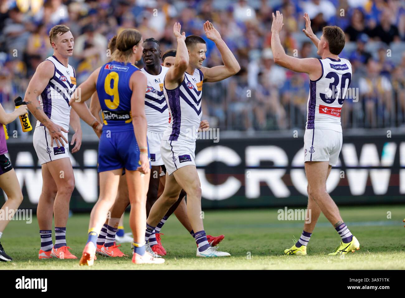 Perth, Australia. 30th Mar, 2025. Patrick Voss of the Dockers is ...