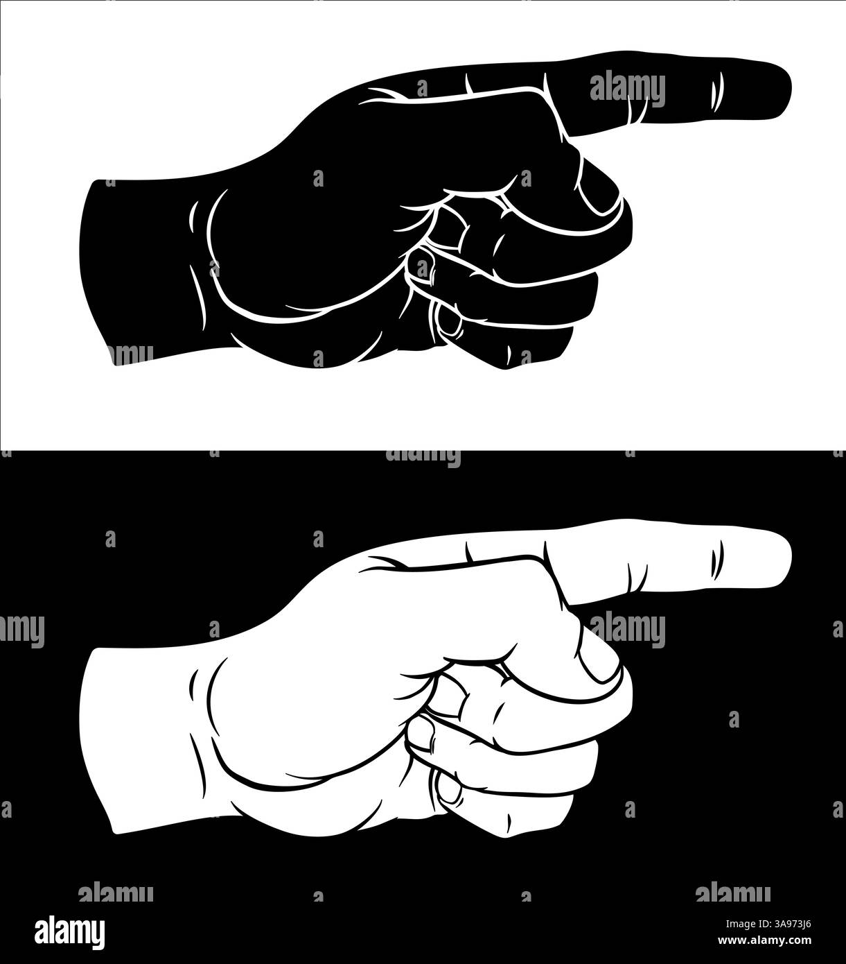 Hand Pointing Finger Etched Vintage Woodcut Style Stock Vector Image ...