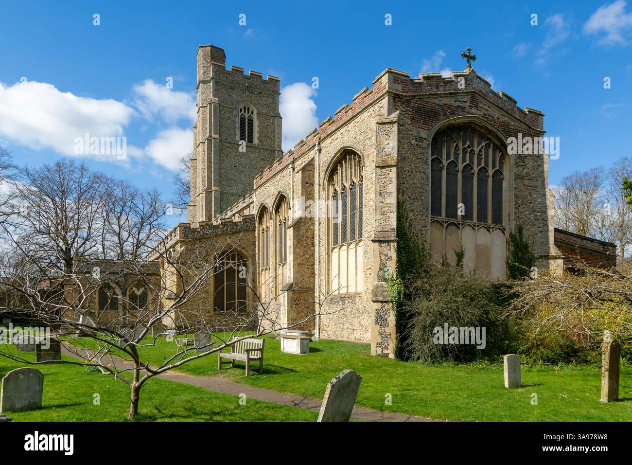 Largely perpendicular architecture of medieval parish church of Saint ...