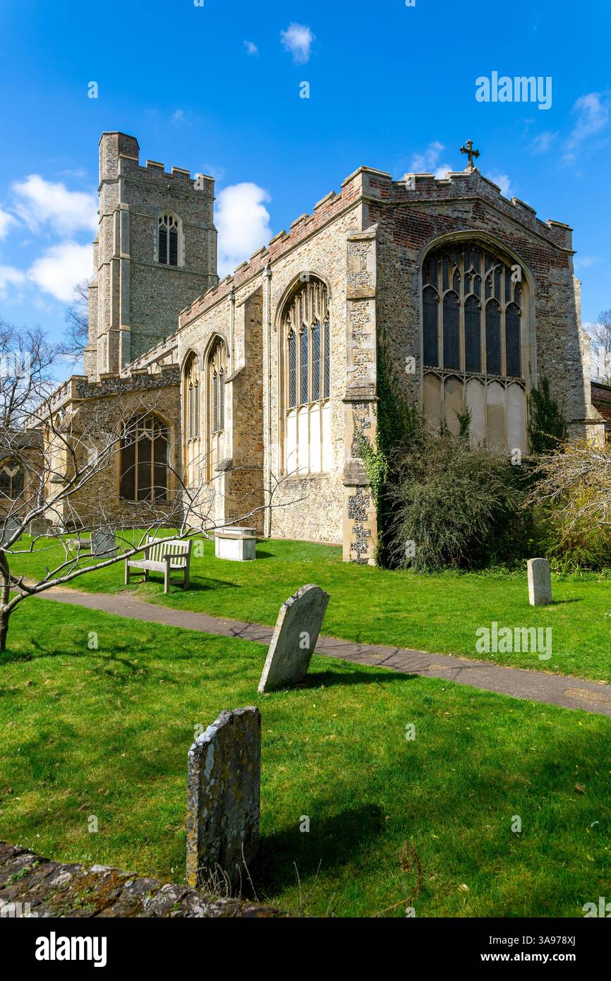 Largely perpendicular architecture of medieval parish church of Saint ...