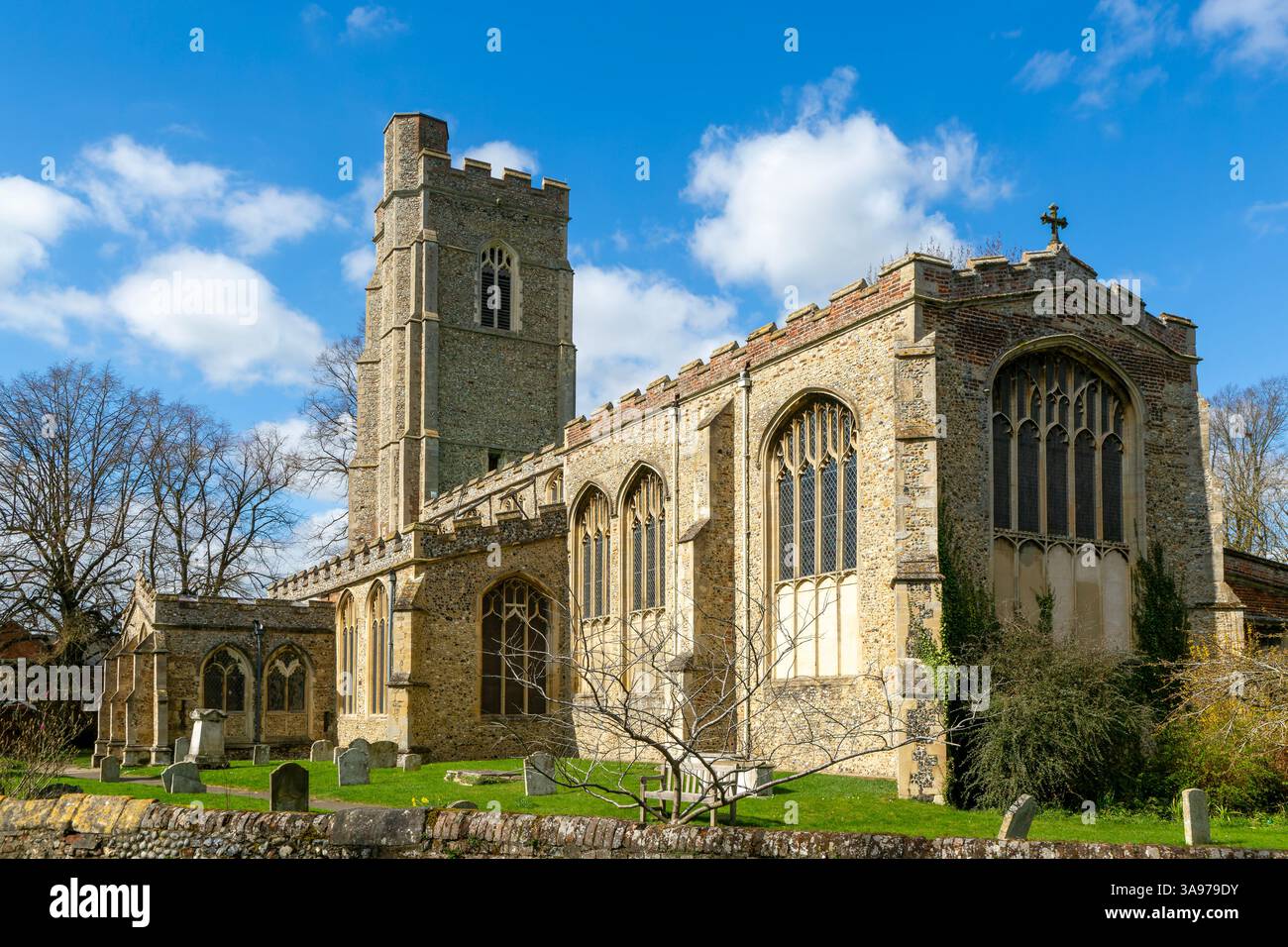 Largely perpendicular architecture of medieval parish church of Saint ...