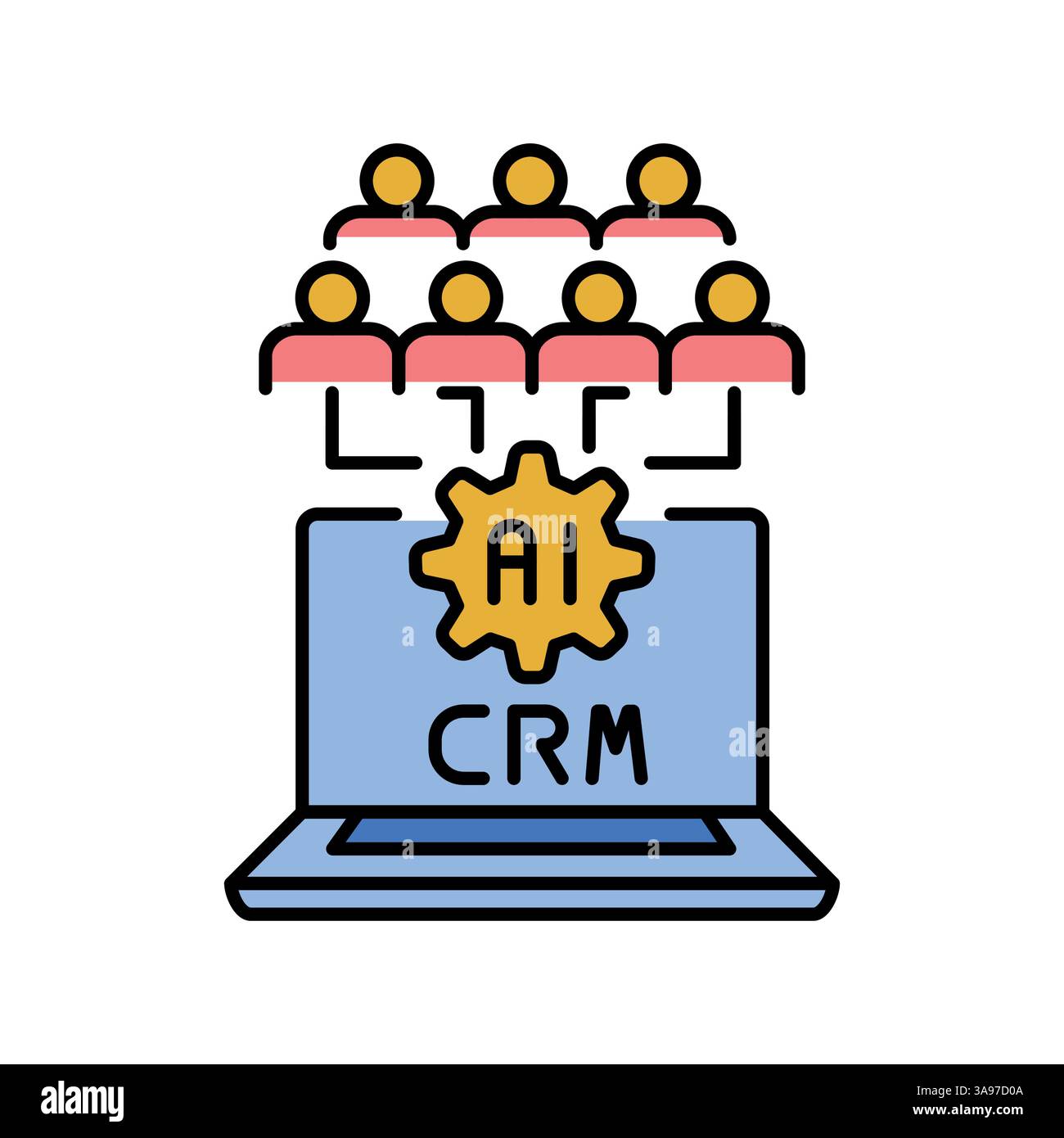 ai-driven crm line icon. Vector isolated element. Editable stroke Stock ...