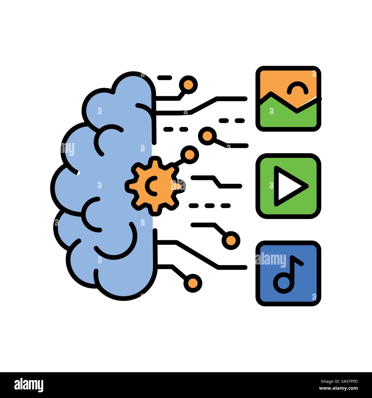 Generative Ai Line Icon Vector Isolated Element Editable Stroke Stock