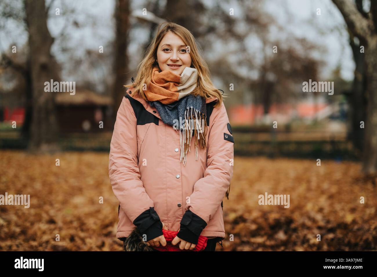 Cozy autumn scene blonde woman hi-res stock photography and images - Alamy