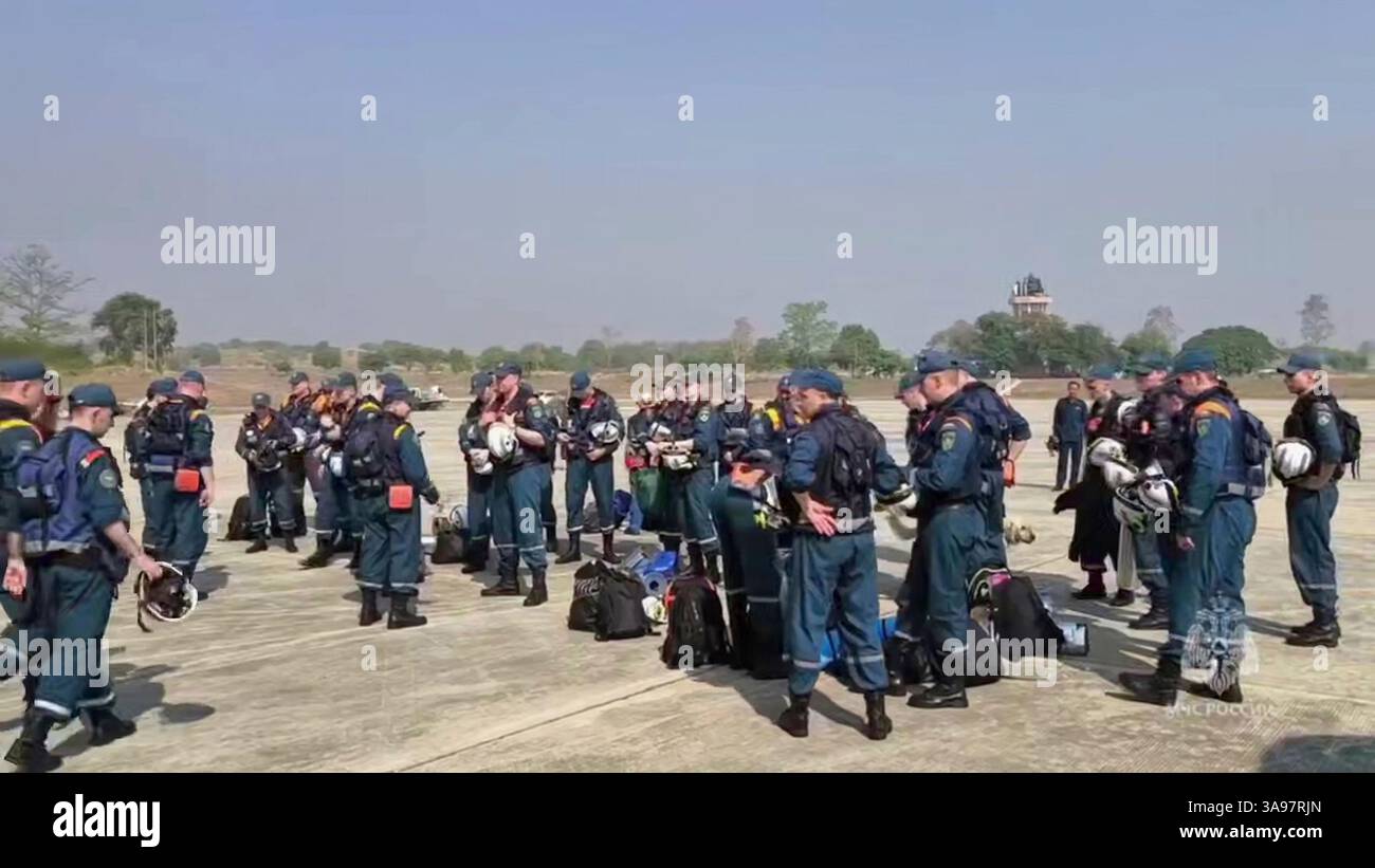 In this photo taken from video released by Russian Emergency Ministry ...