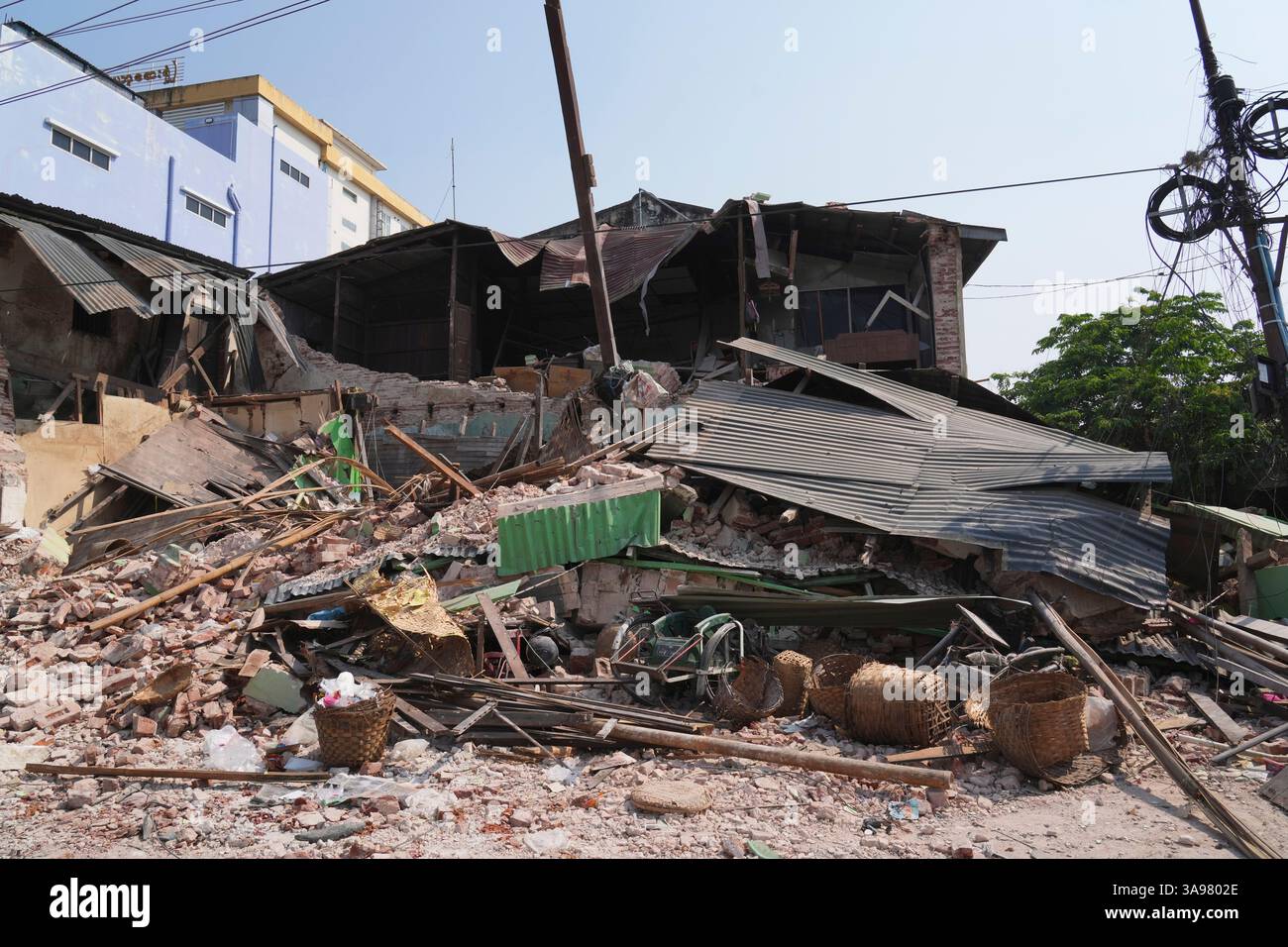 Damaged buildings are seen in the aftermath of an earthquake in ...