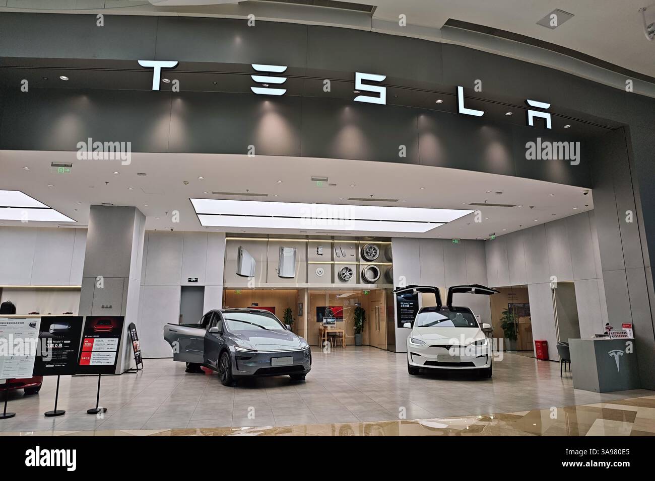 SHANGHAI, CHINA - MARCH 30, 2025 - A Tesla flagship store is seen in ...