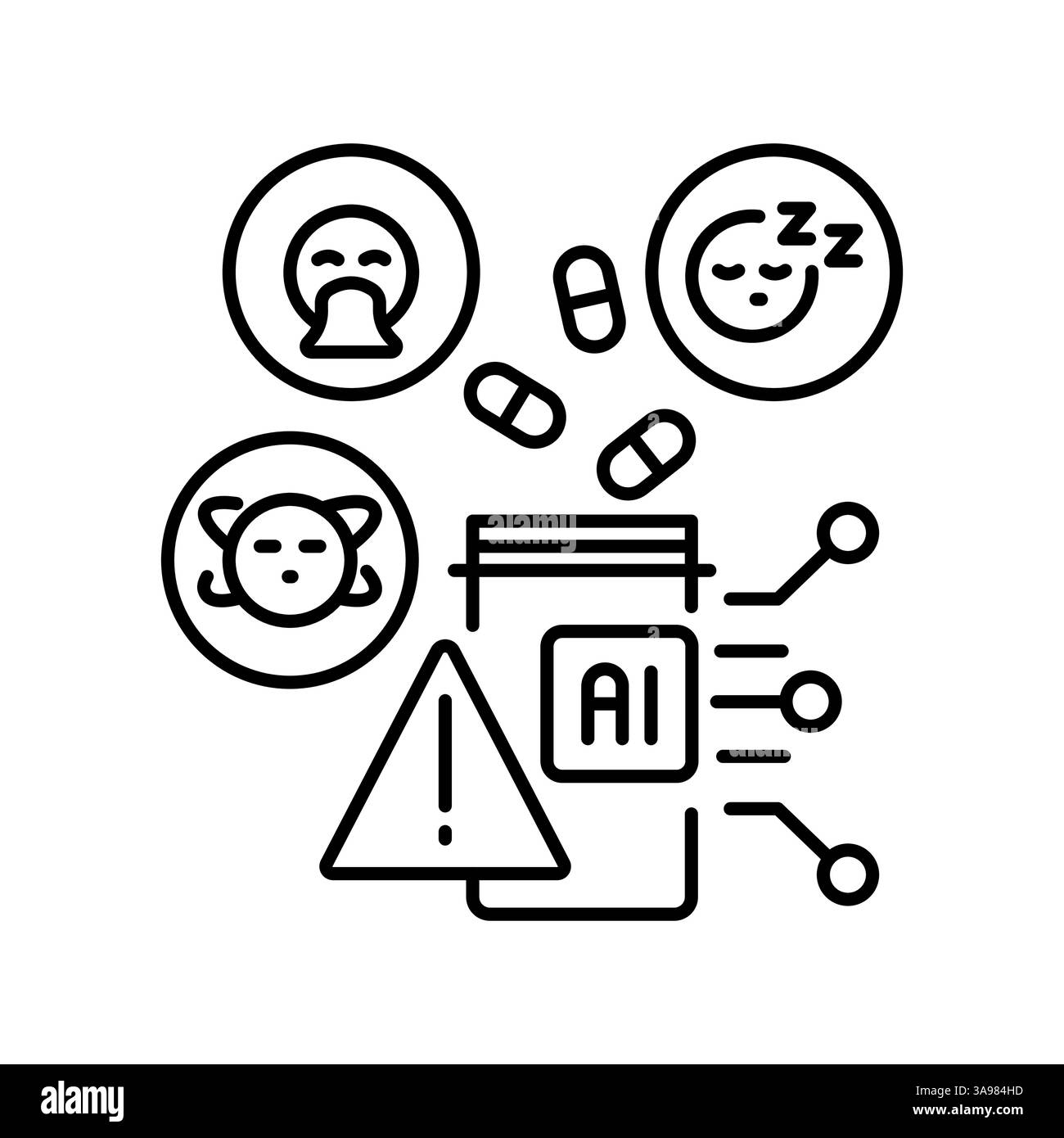 AI in drug monitoring black line icon for digital and print projects ...