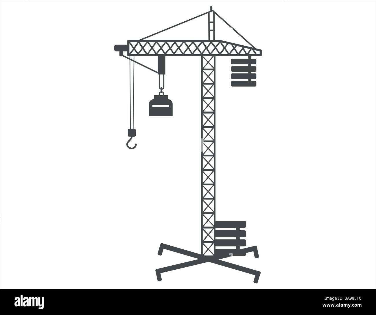 Construction crane lifting materials at building site, minimalist ...