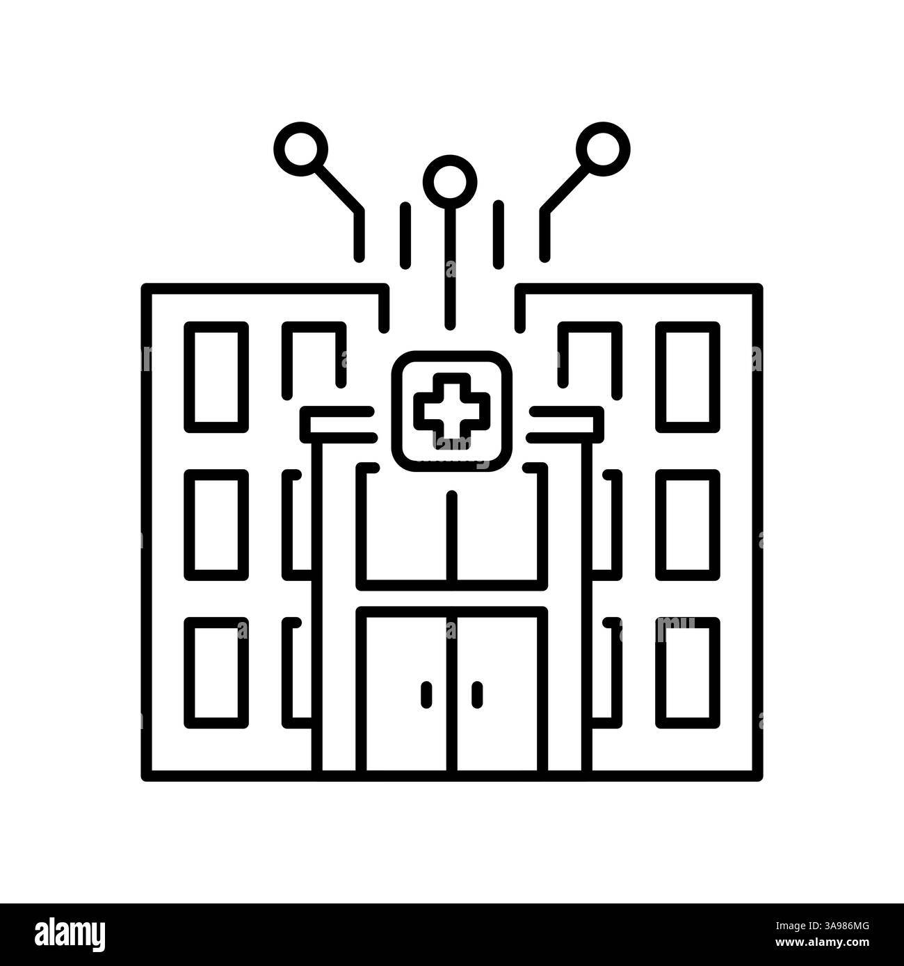 AI optimization of hospital work black line icon for digital and print ...