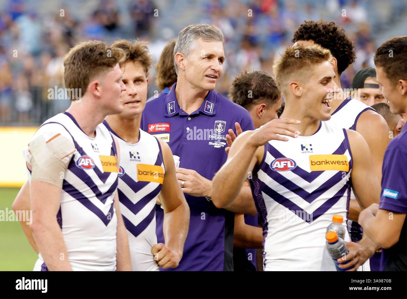 Perth, Australia. 30th Mar, 2025. Justin Longmuir, coach of the ...