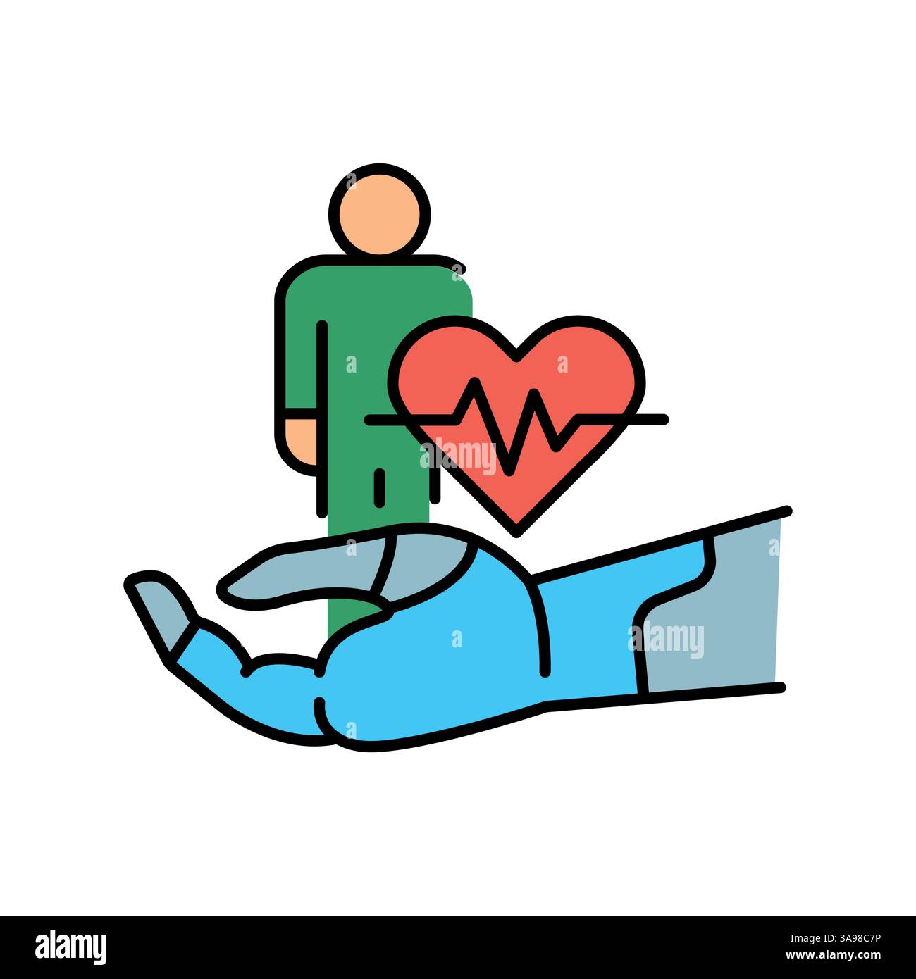 AI individual patient treatment black line icon for digital and print ...