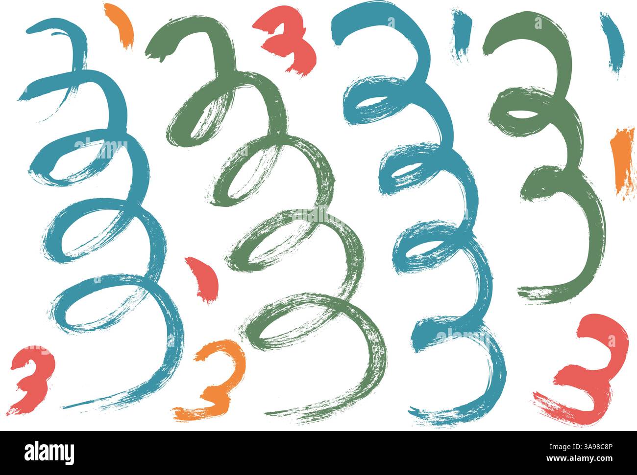 Brush stroke paint squiggles lines. Hand drawn kids confetti. Linear ...