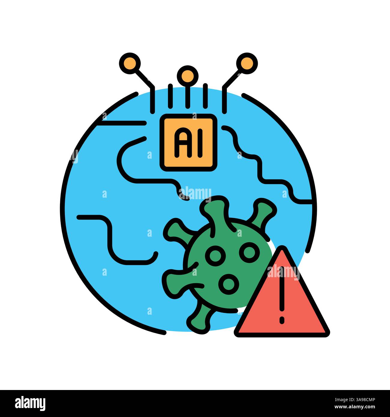 AI forecasting epidemics black line icon for digital and print projects ...